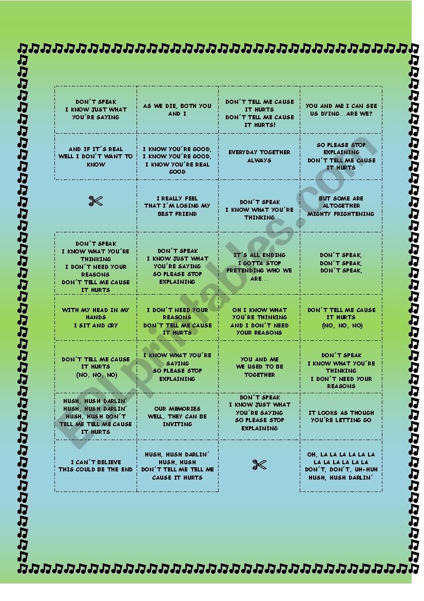 Don´t Speak [No doubt] - ESL worksheet by gmbley